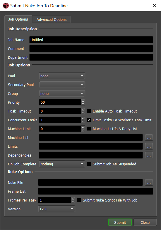Submitting Jobs — Deadline 10.3.0.10 documentation